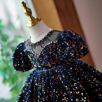 Sparkling Black Sequin Girls Party Dress on Luulla