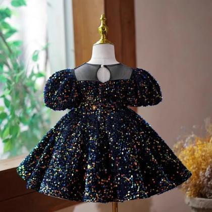 Sparkling Black Sequin Girls Party Dress on Luulla