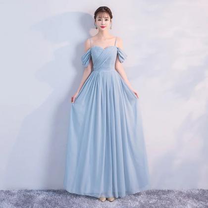 Versatile Off-shoulder Light Blue Maxi Dress on Luulla