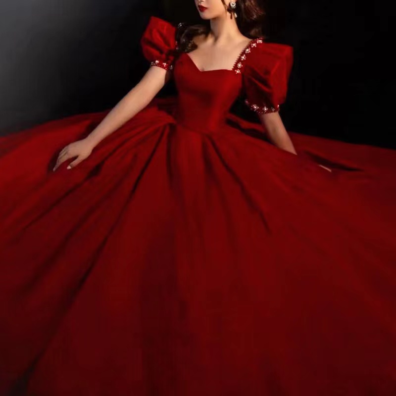 Escaped Princess Dress, Red Dress, Square Party Dress With Diamond ...