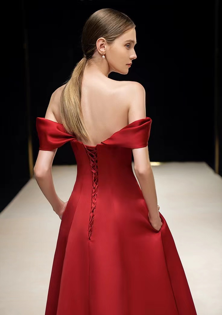 Off Shoulder Party Dress,red Prom Dress ,off Shoulder Evening Dress ...