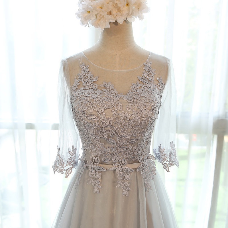Gray Evening Dress , Elegant Party Dress, Chic Wedding Guest Dress ...