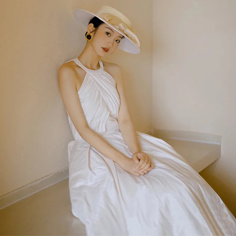 Stylish Halter Neck Bridal Gown With Grand Train on Luulla