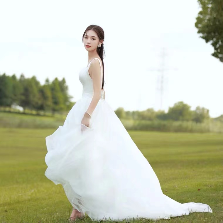 Spaghetti Strap Wedding Princess Dress, Bridal Tail Fairy Dress ...