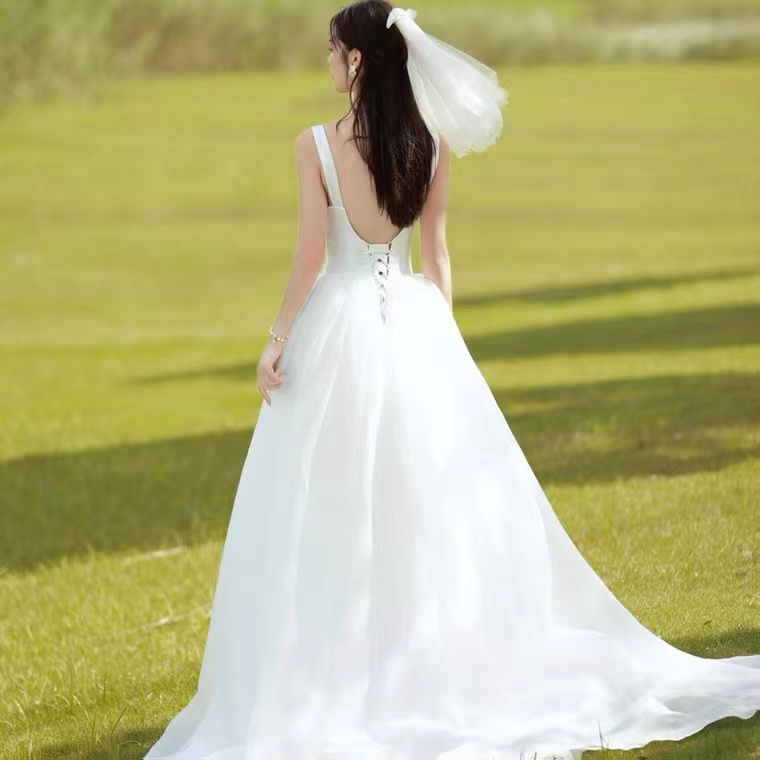 Spaghetti Strap Wedding Princess Dress, Bridal Tail Fairy Dress ...