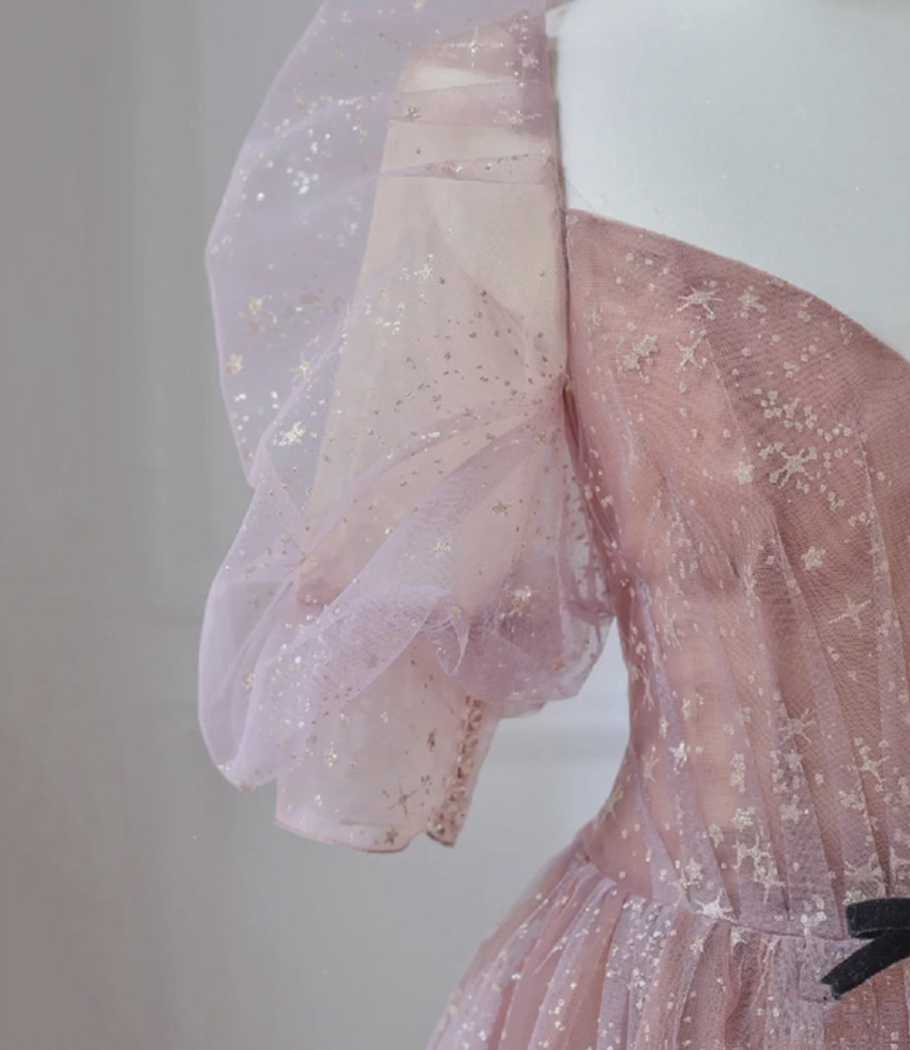 Pink Tulle Birthday Dresses,puffy Sleeves Long Princess Party Dresses ...