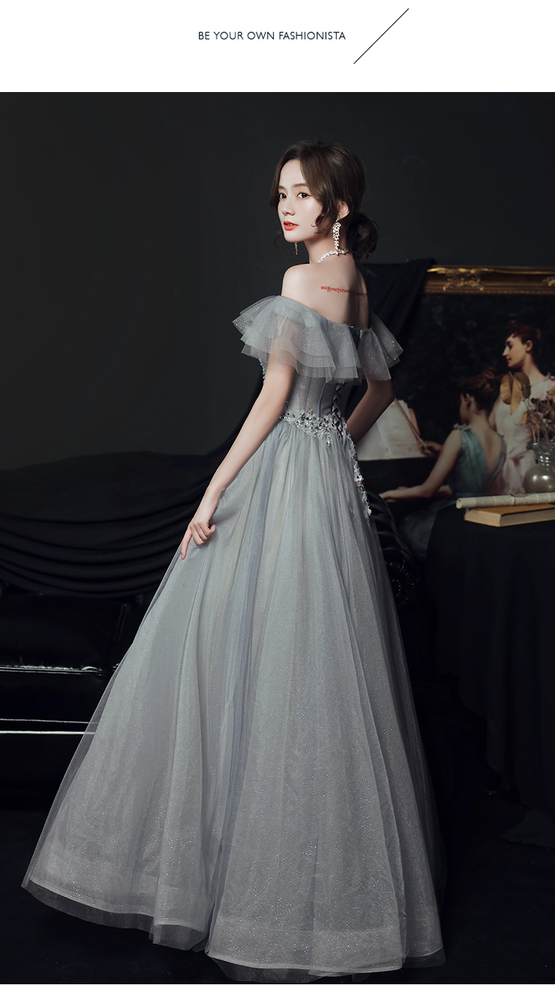 Light Grey Sweetheart Lace Tulle Floor Length Long Evening Dress, Grey ...