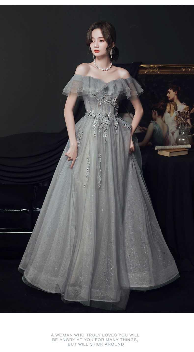 Light Grey Sweetheart Lace Tulle Floor Length Long Evening Dress, Grey ...