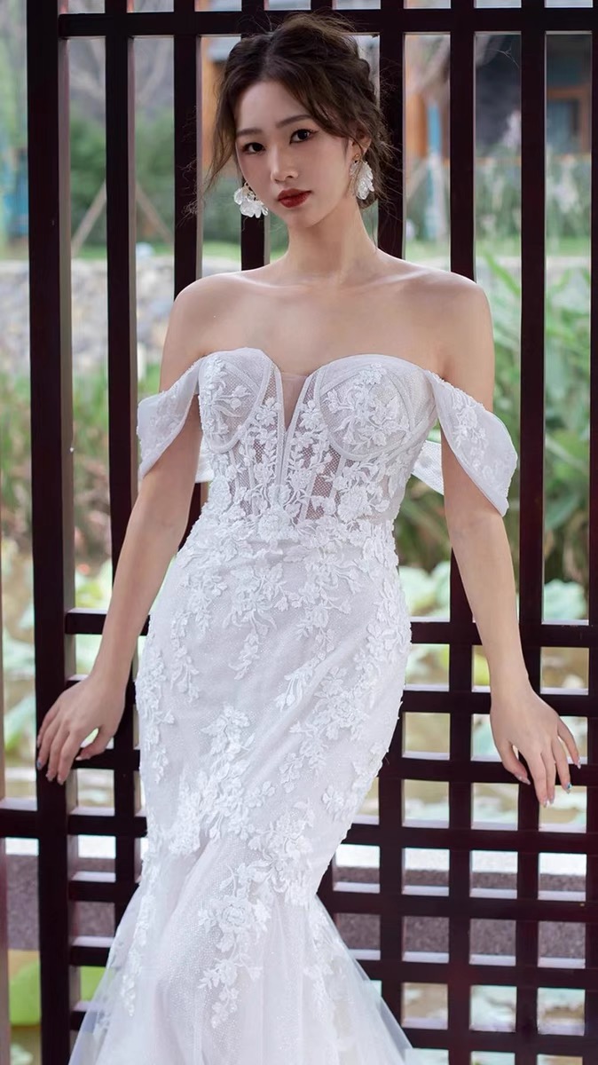 Off Shoulder Bridal Dress, Luxury Wedding Dress Bridal Dress, Long ...
