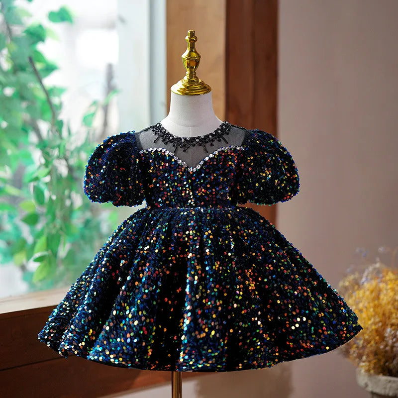 Sparkling Black Sequin Girls Party Dress on Luulla