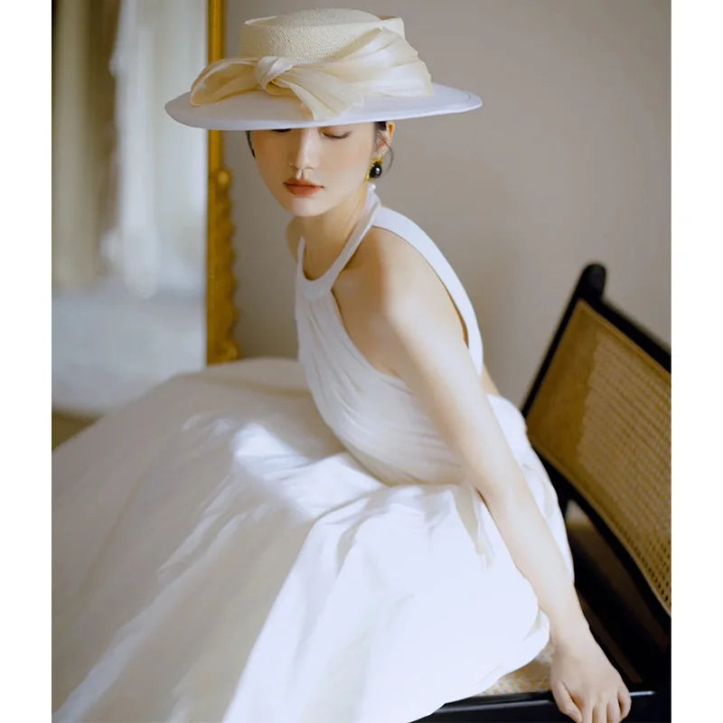 Stylish Halter Neck Bridal Gown With Grand Train on Luulla