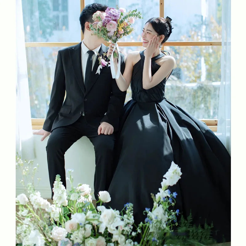 Stylish Halter Neck Bridal Gown With Grand Train on Luulla