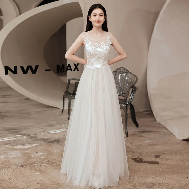 White Floral Lace Long Evening Gown Dress on Luulla