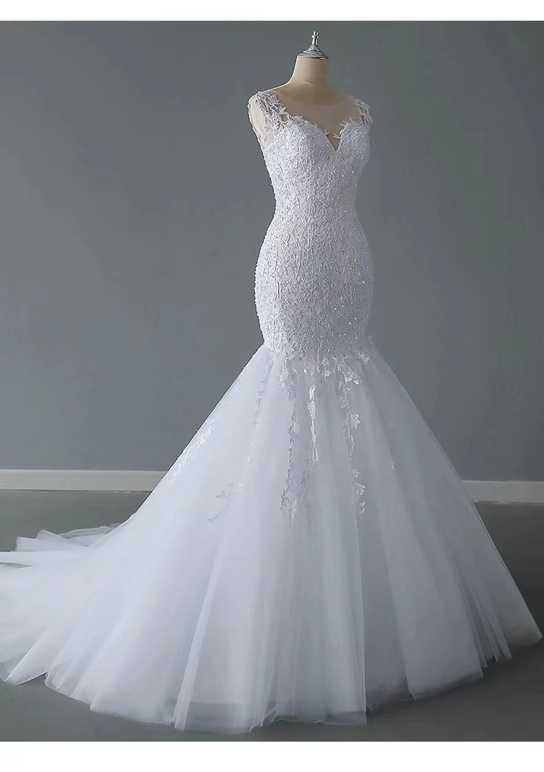 Lace Mermaid Bridal Gown With Tulle Train on Luulla