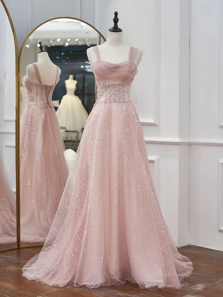 Sparkling Pink Sequin Gown With Lace on Luulla