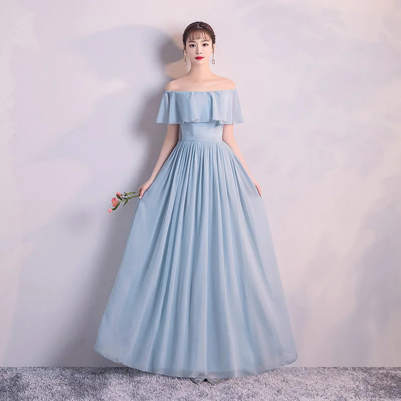 Versatile Off-shoulder Light Blue Maxi Dress on Luulla