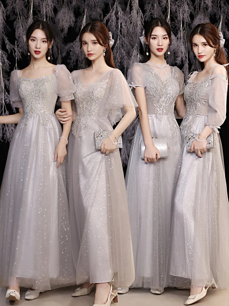 Sparkling Silver Gown With Sequins And Sleeves on Luulla